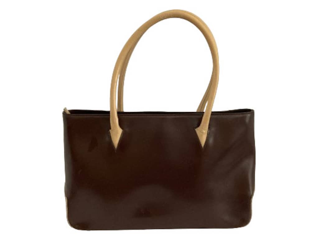 Vintage Claudia • Genuine Leather Handbag • Brown / Yellow Purse ...