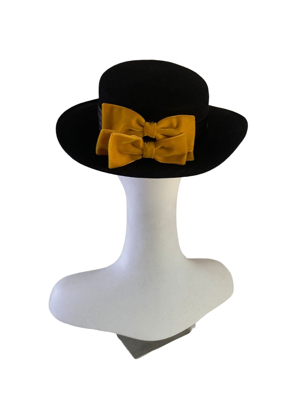 Women's Vintage Wool Doeskin Bolero Style Fedora Hat With Rear Yellow ...