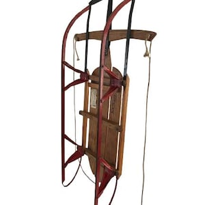 Vintage Wooden Sled • Lightning Glider • Wood & Metal Rail Sled ...