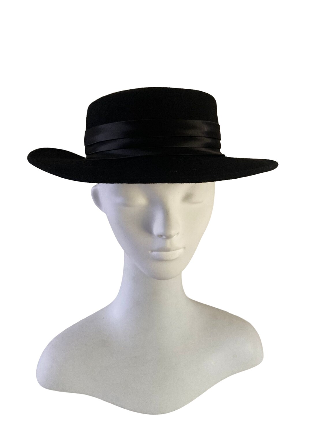 Women's Vintage Wool Doeskin Bolero Style Fedora Hat With Rear Yellow ...