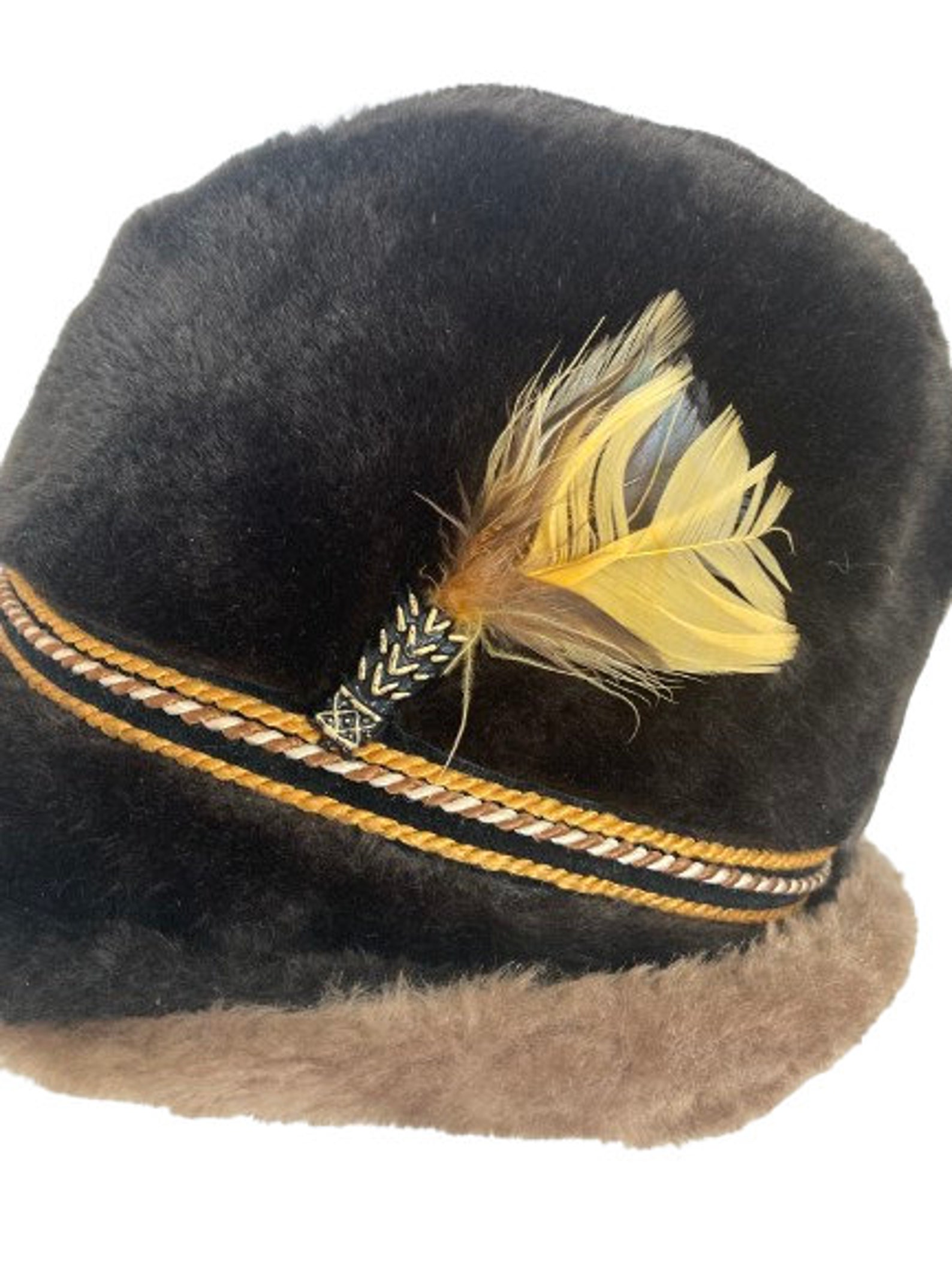 Vintage 60's • Faux Fur Cossack Cap • German Style Hat • Brown Ear ...