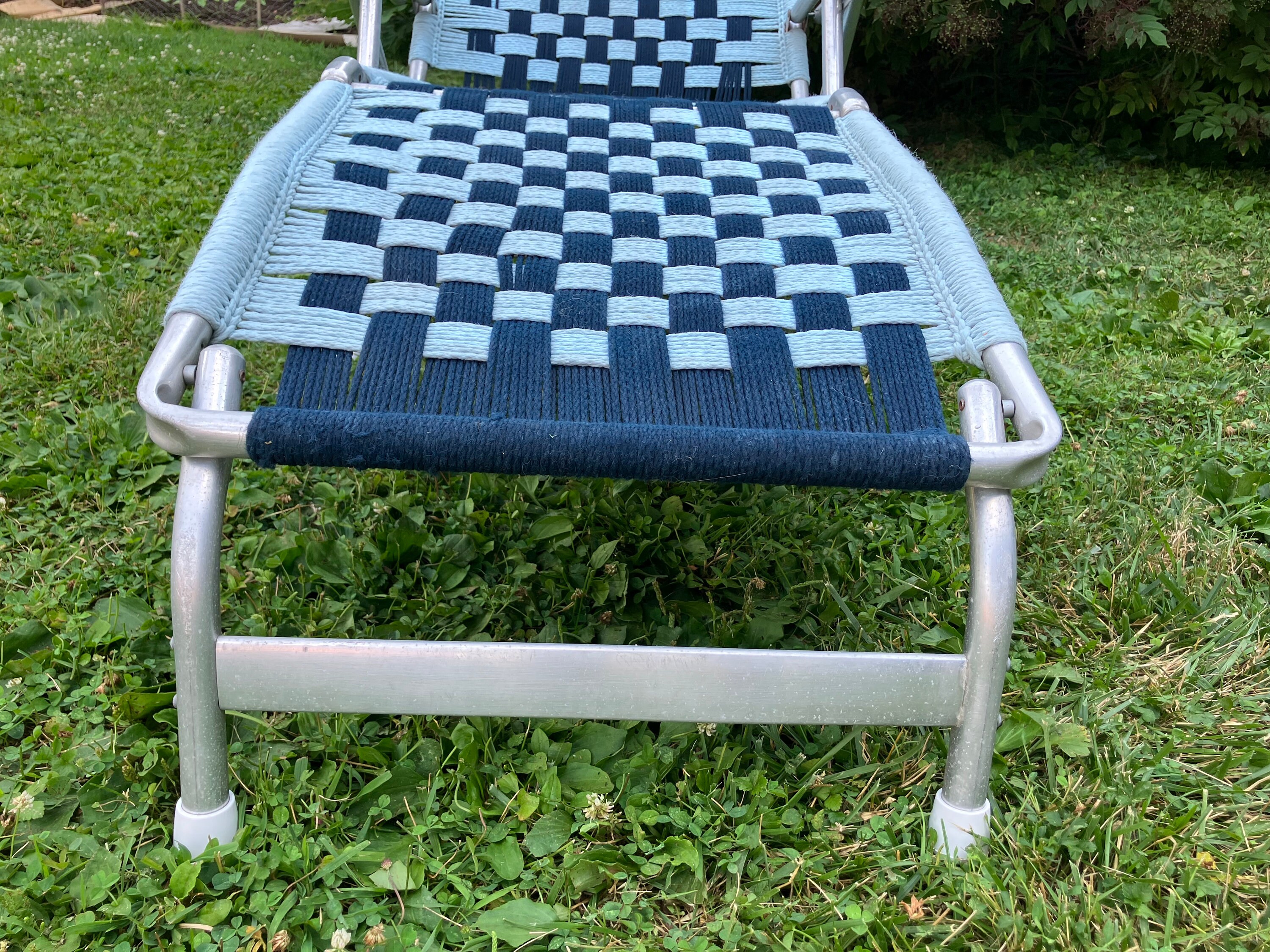 Vintage Macramé Webbed Chaise Lounge • 1970's Reclining Patio Lawn ...