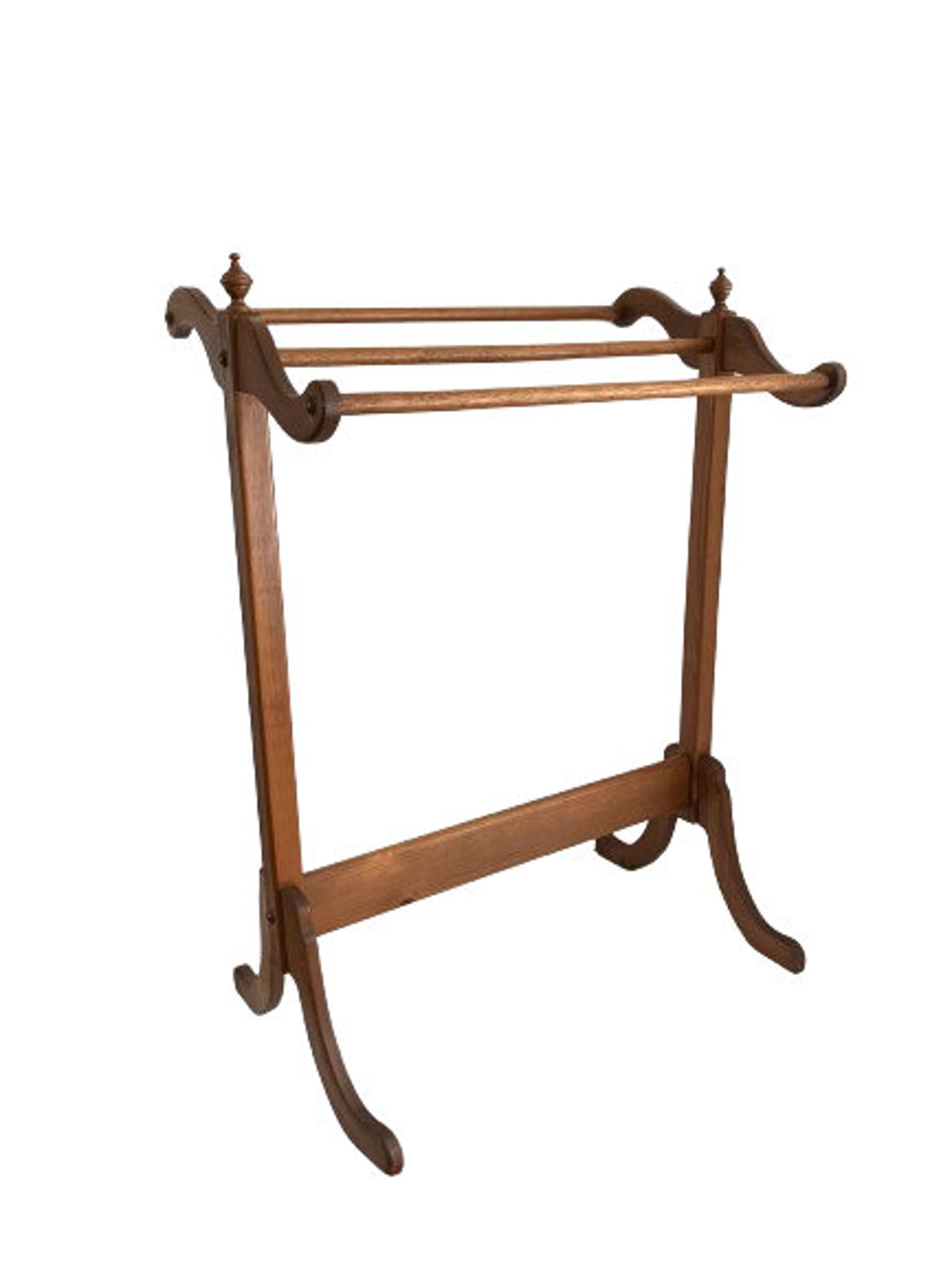 Vintage French Country Wooden Quilt Rack • Sloped Three Bar Display ...