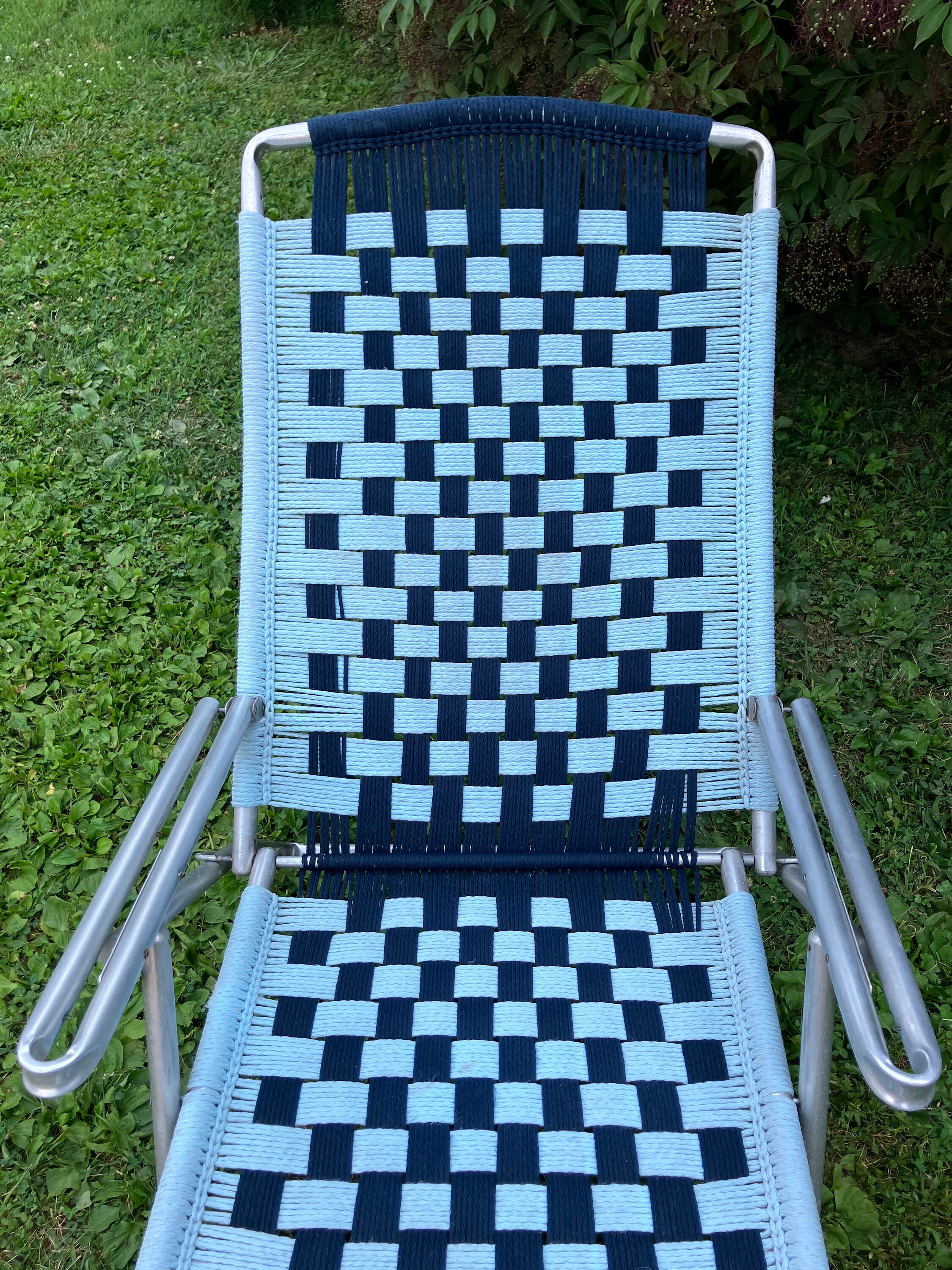 Vintage Macramé Webbed Chaise Lounge • 1970's Reclining Patio Lawn ...