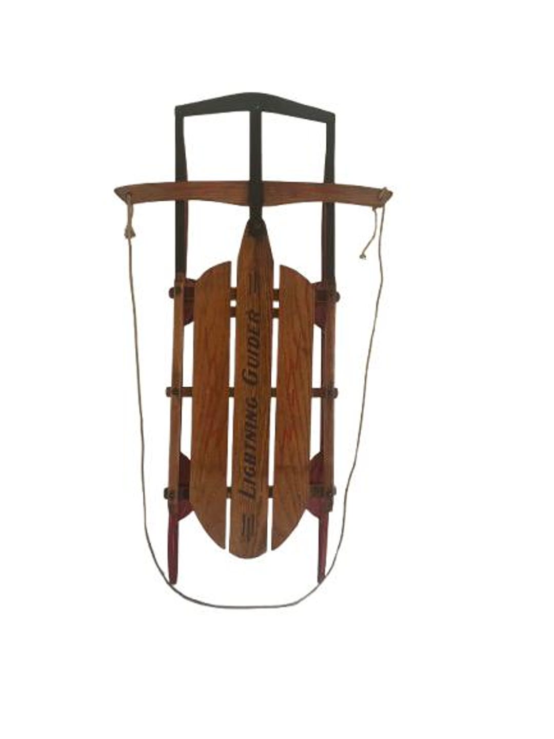 Vintage Wooden Sled • Lightning Glider • Wood & Metal Rail Sled ...
