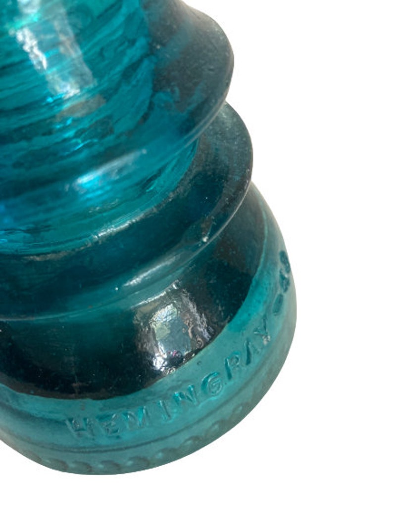 Vintage 1960's Hemingway Collectible Glass Insulators #42 • Teal Blue ...