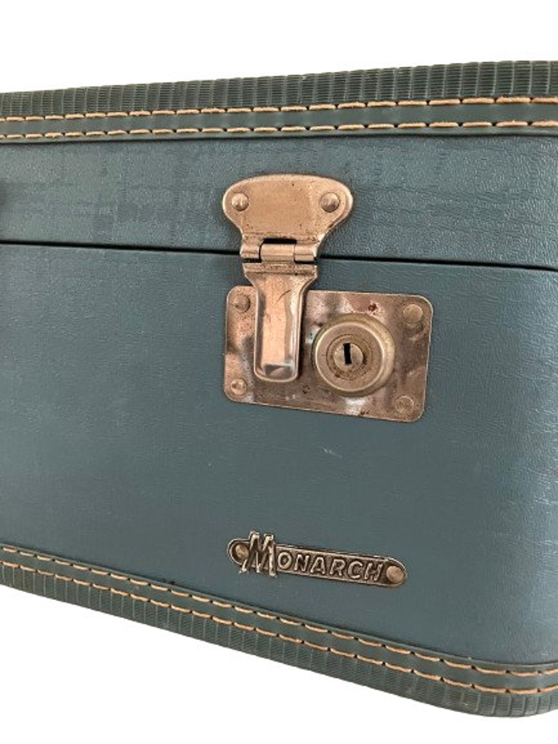 Vintage 1950's Monarch Blue Train Case Retro Luggage Makeup Cosmetic ...