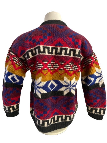 Vintage 80's • Oversized Chunky Pull Over Wool Sweater • Multicoloured ...