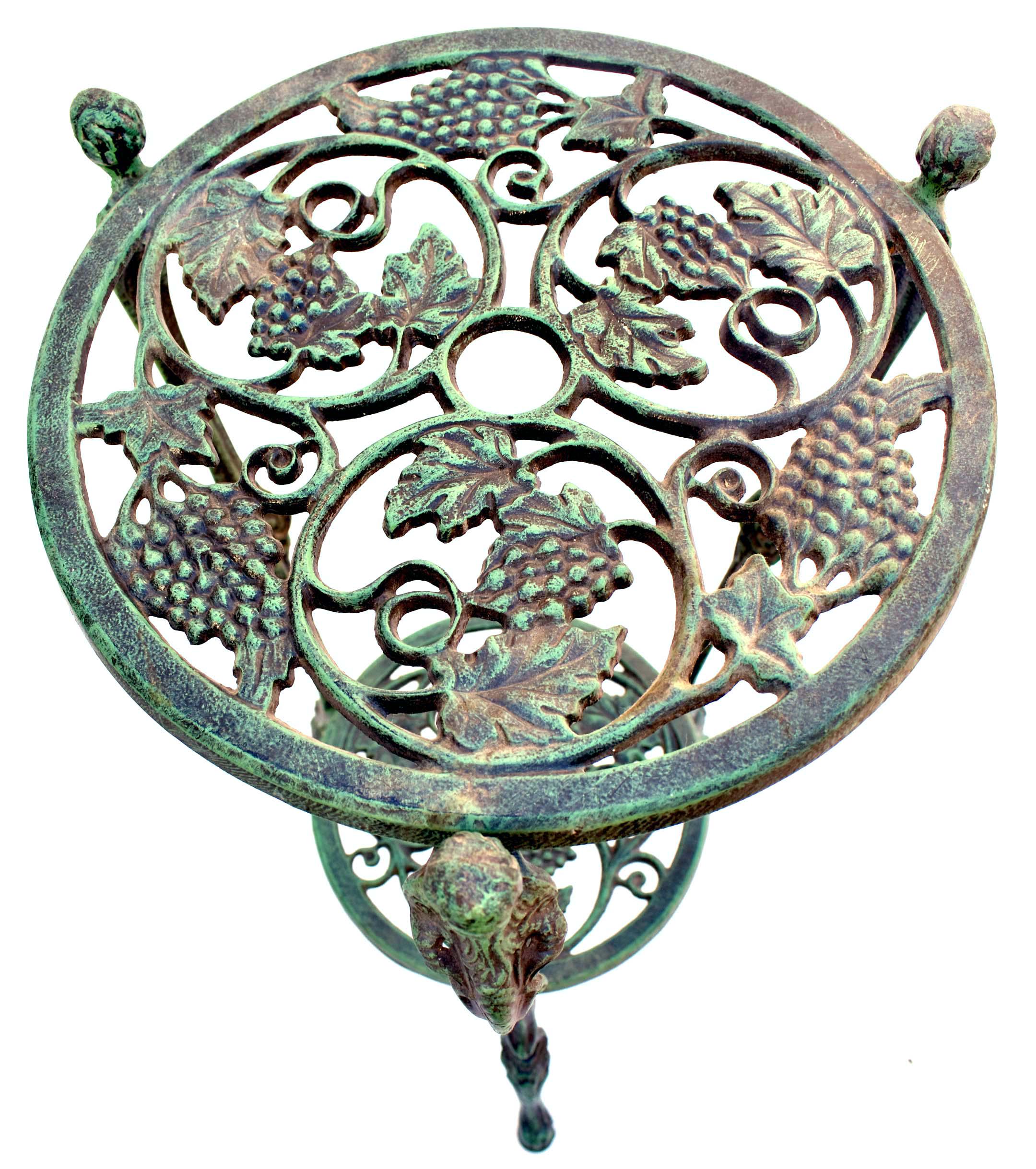 Plant Stand Side Table Cast Steel Angels, Lions Head Legs Verdigris ...