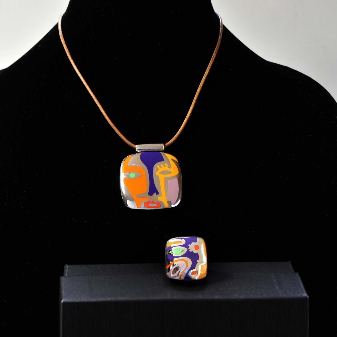 MCM Italian Designer A Menegatti Ring and Necklace Set Sterling and ...