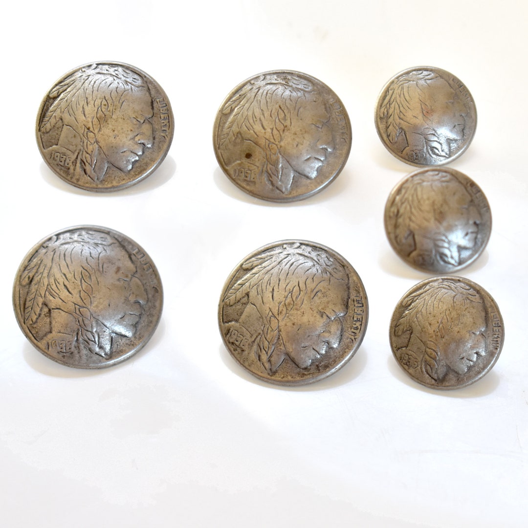 Vintage Metal Buttons Buffalo Indian Head Nickel Replica Set of 7 - Etsy