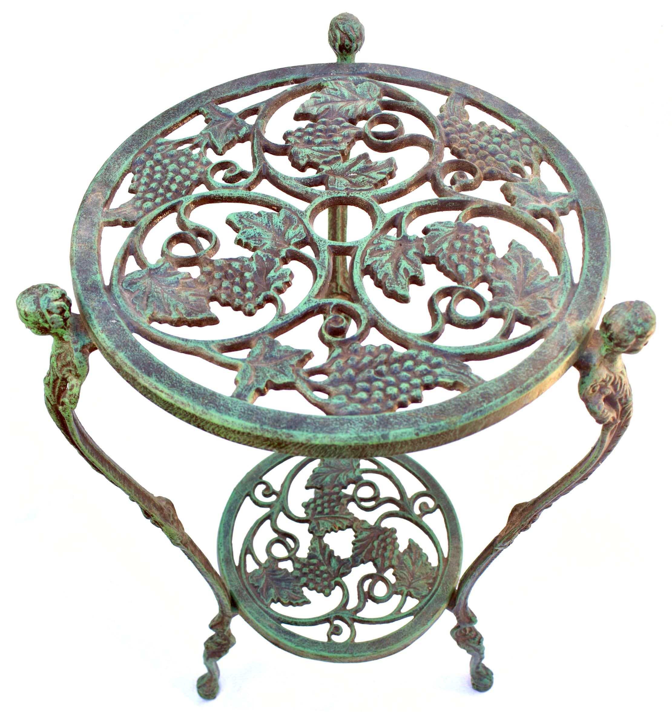Plant Stand Side Table Cast Steel Angels, Lions Head Legs Verdigris ...