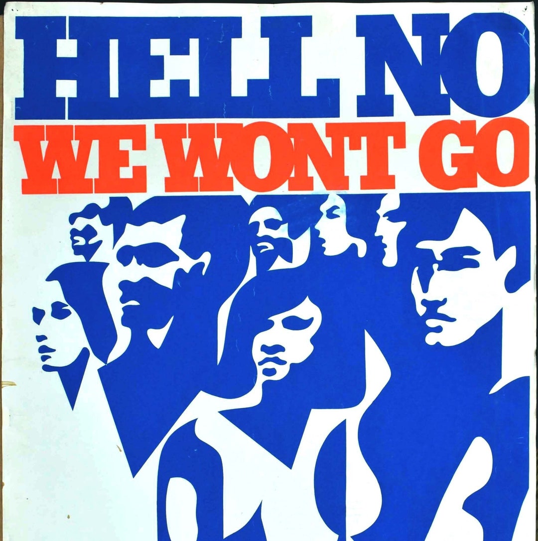 RARE Original Vintage 1967 Vietnam Protest Poster hell No We Wont Go - Etsy
