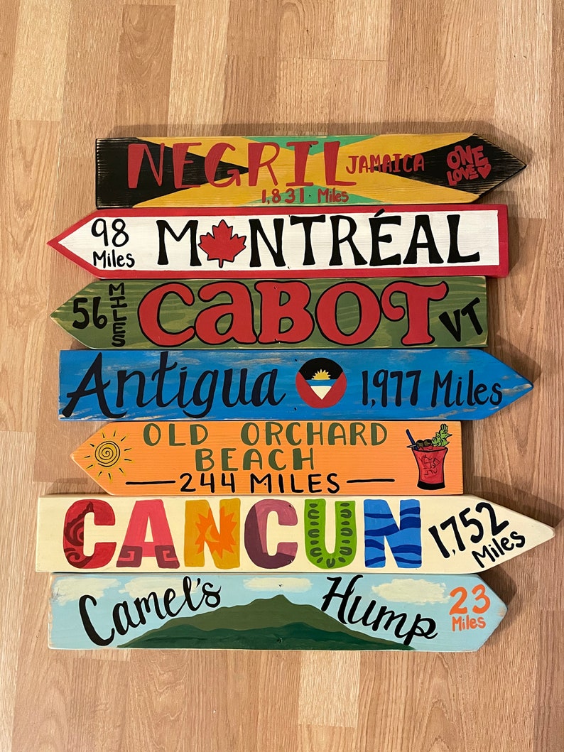 5 Custom Directional Mileage Signs Destination Sign Travel - Etsy