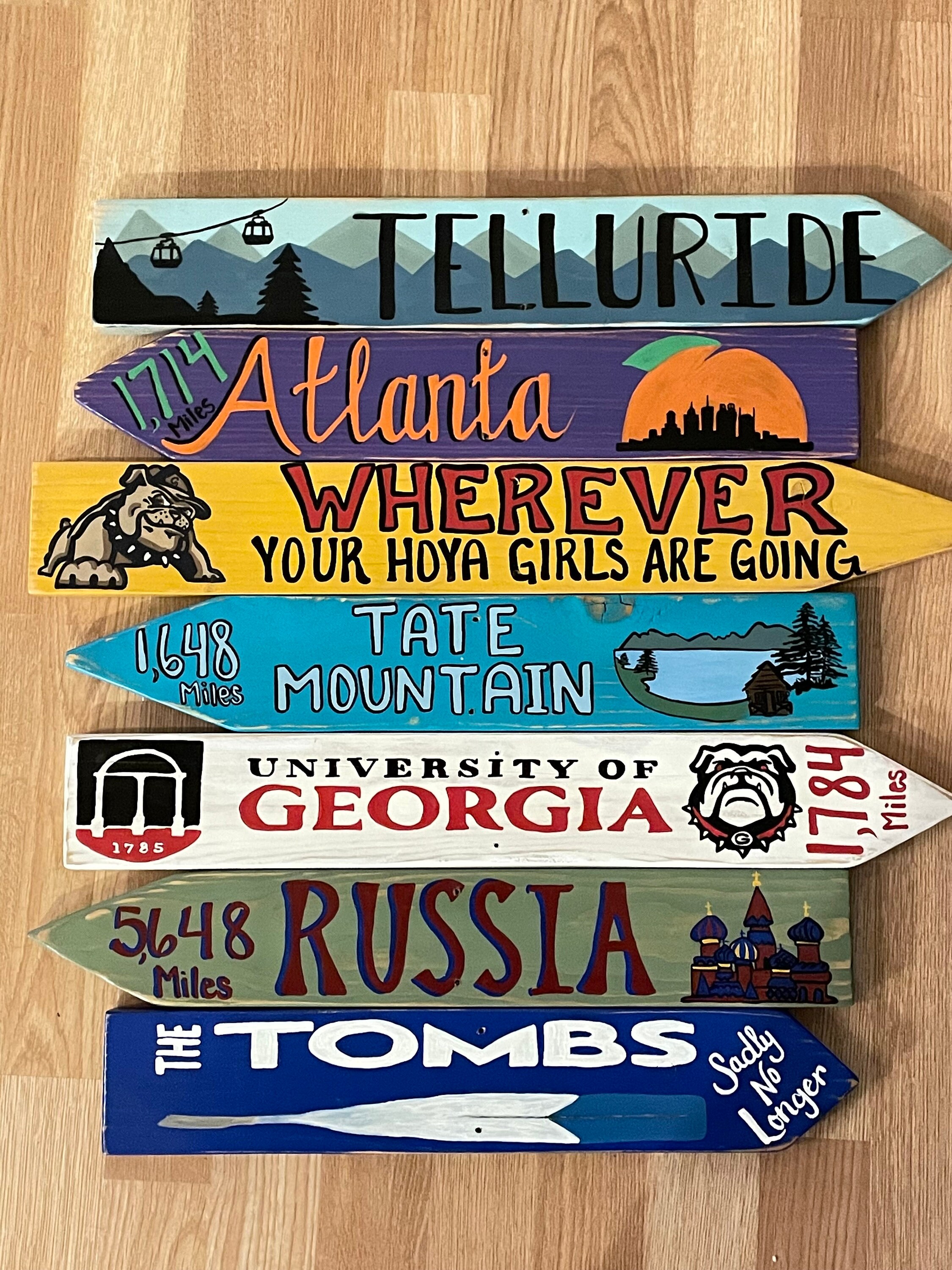 6 Custom Directional Mileage Signs Destination Sign Travel | Etsy