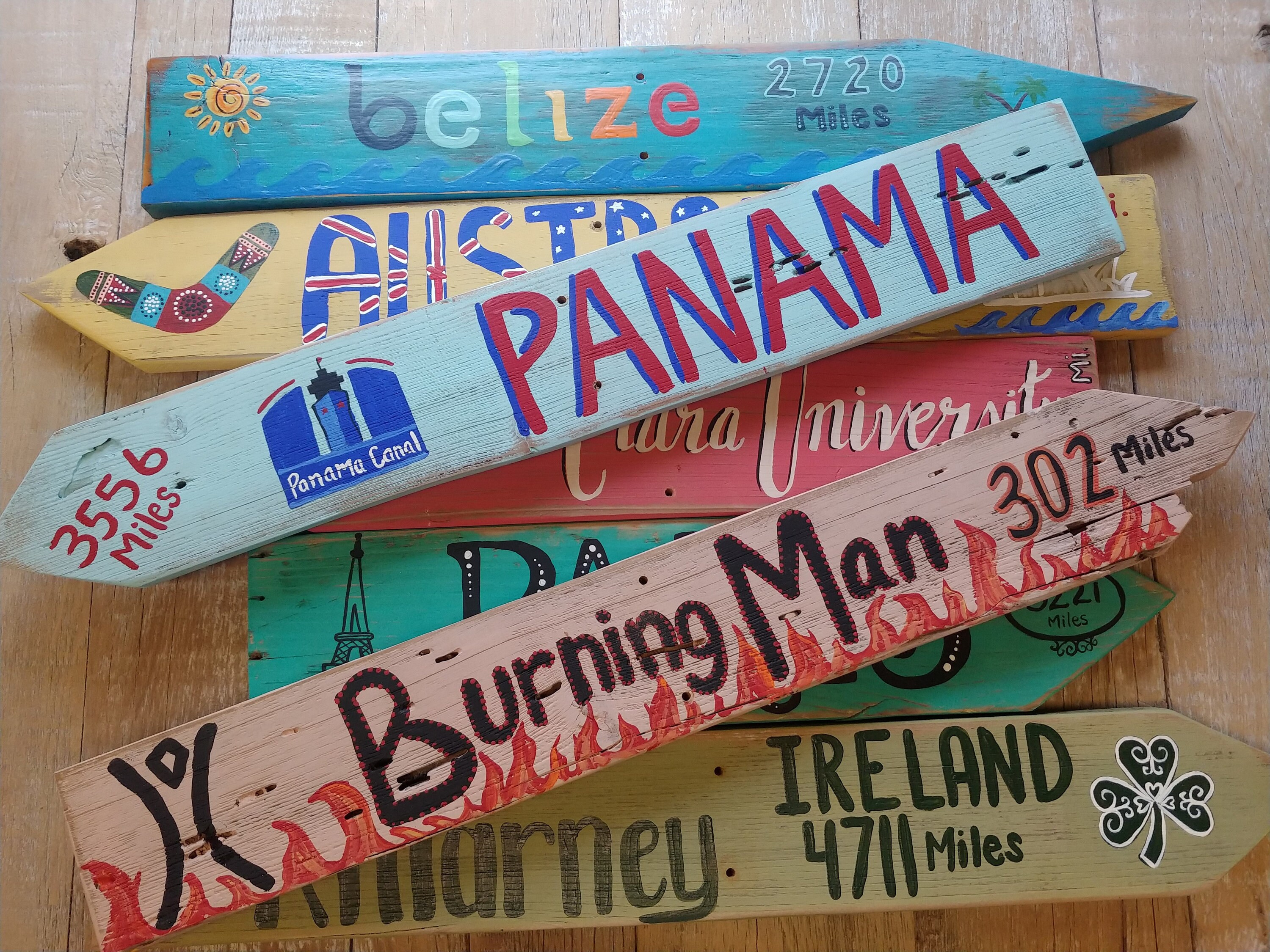 4 Custom Directional Mileage Signs Destination Sign Travel | Etsy