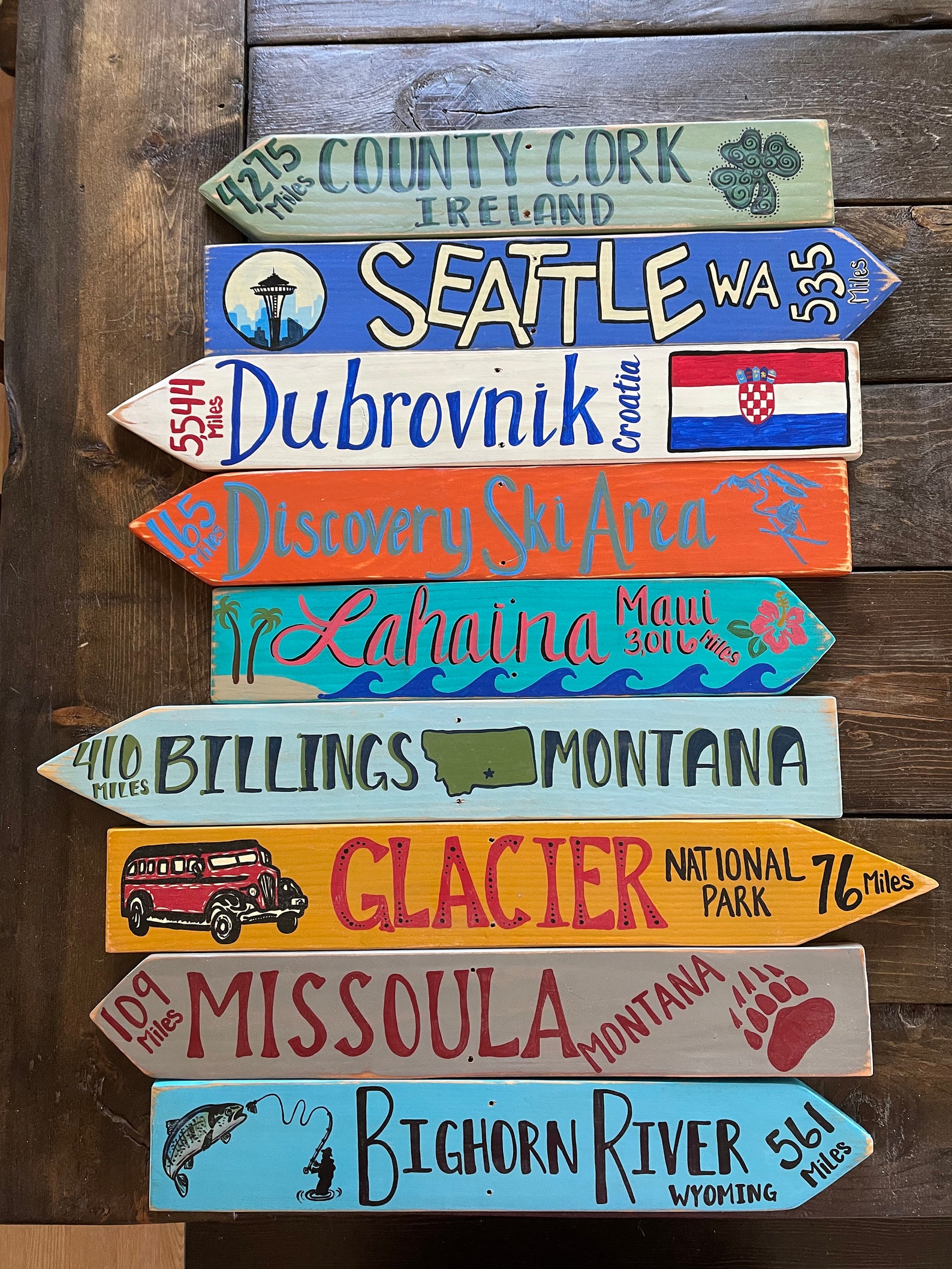 9 Custom Directional Mileage Signs Destination Sign Travel - Etsy
