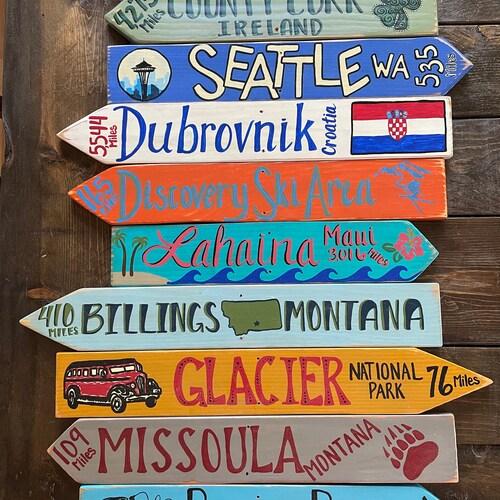 6 Hand Painted Wood Directional Signs Destination Sign Arrow - Etsy