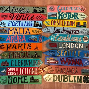 7 Custom Directional Mileage Signs Destination Sign Travel - Etsy