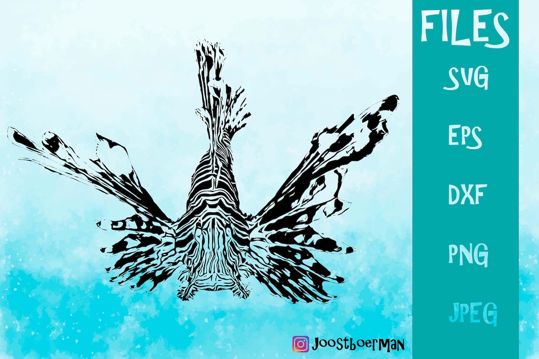 Lionfish SVG, Lionfish PNG, Clipart SVG , Fish Sag, Ocean Animals ...