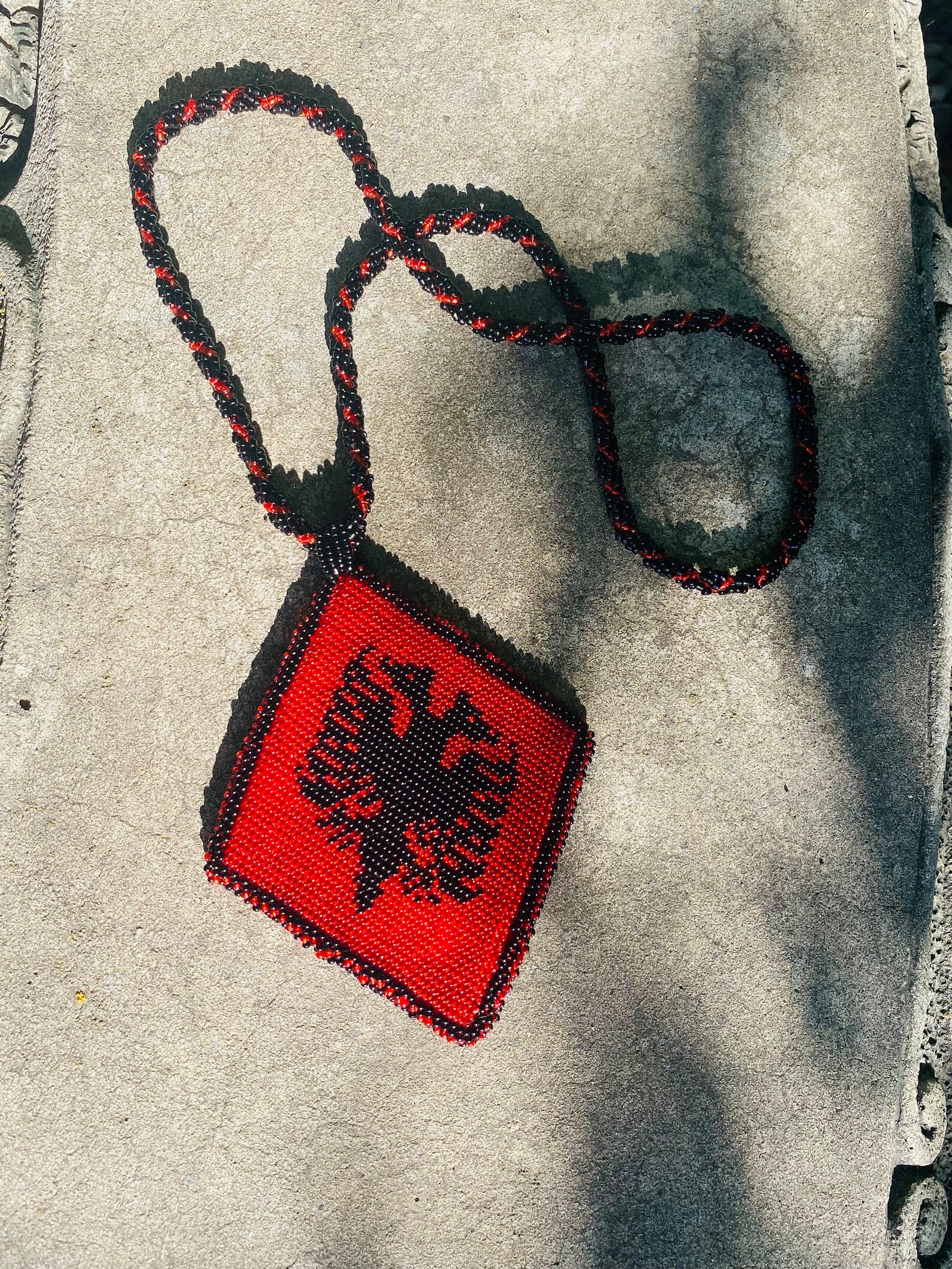 Albanian Beaded Shqiponja Necklace - Etsy