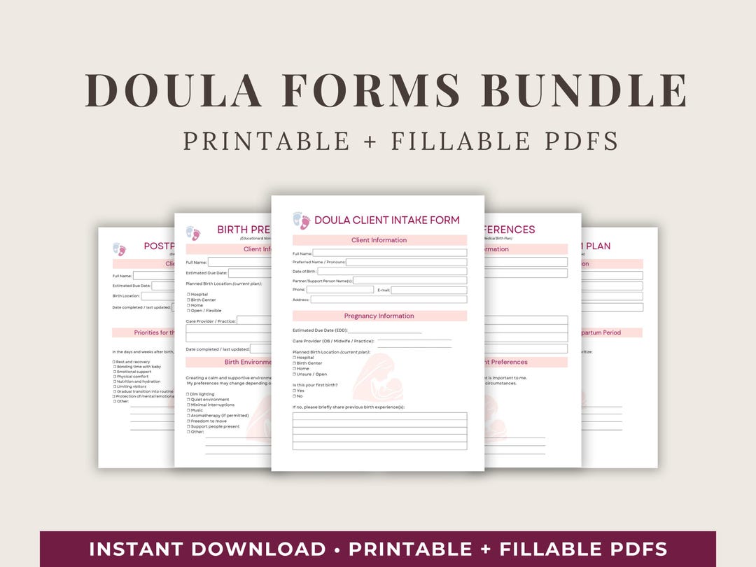 Doula Forms Bundle | Intake Form, Birth Plan and Postpartum Plan ...