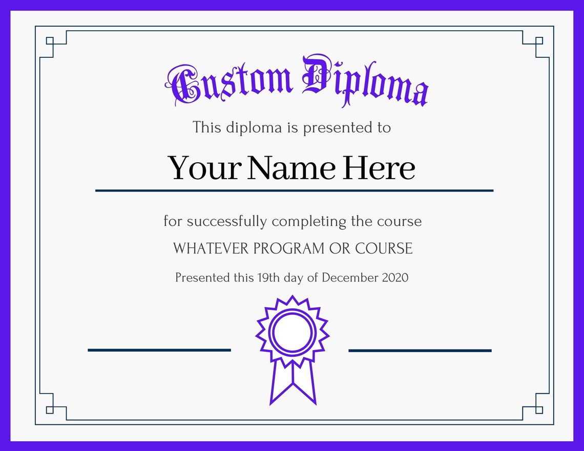 Custom Digital Diploma, Digital Download Certificate, University Degree ...