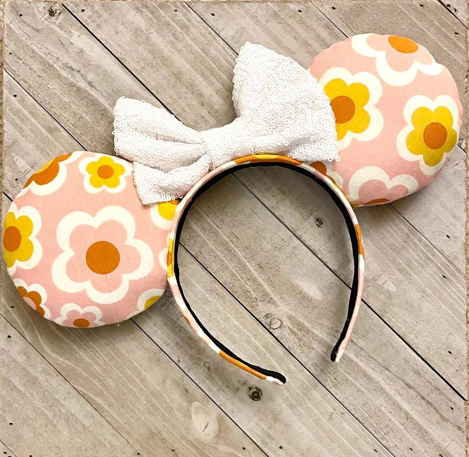 70's Inspired Floral Mouse Ears Flower and Garden Ears Groovy Mouse ...
