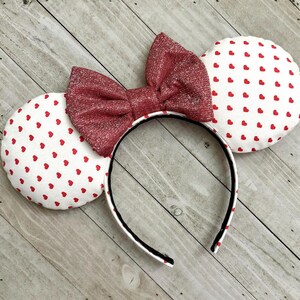 Heart Valentines Day Mouse Ears Red Heart Mouse Ears Romantic Headband ...