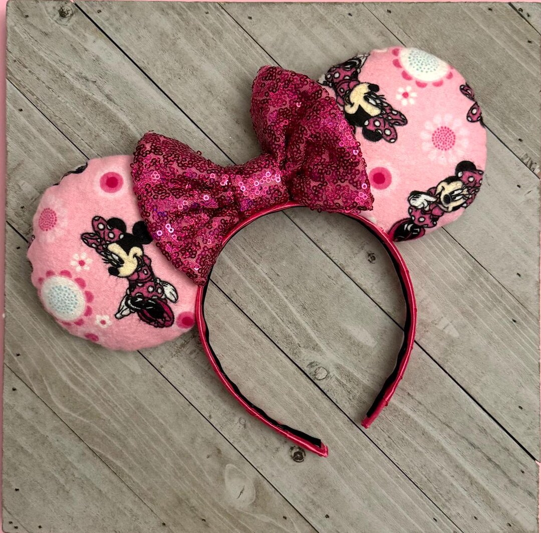 Retro Minnie Ears Polka Dot Minnie Ears Hot Pink Mouse Ears Headband ...