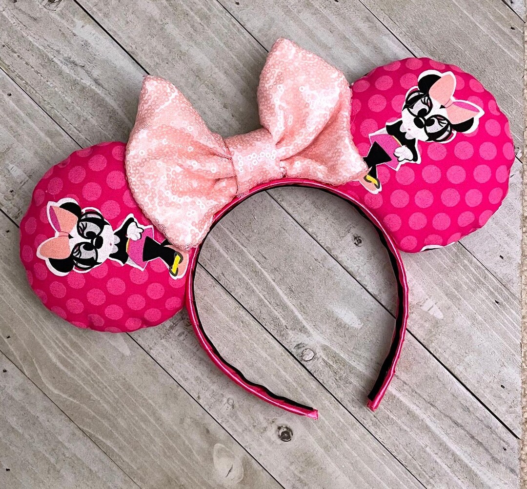 Retro Minnie Ears Polka Dot Minnie Ears Hot Pink Mouse Ears Headband ...