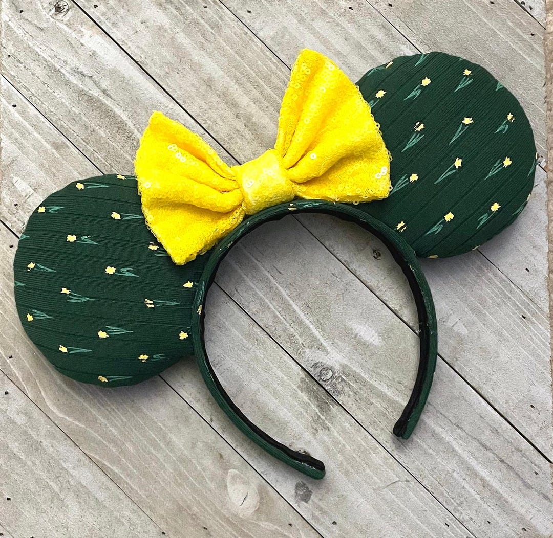 Floral Mouse Ears Flower and Garden Ears Cottage Core Green Yellow ...