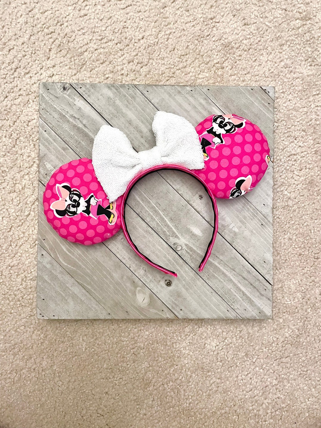 Retro Minnie Ears Polka Dot Minnie Ears Hot Pink Mouse Ears - Etsy