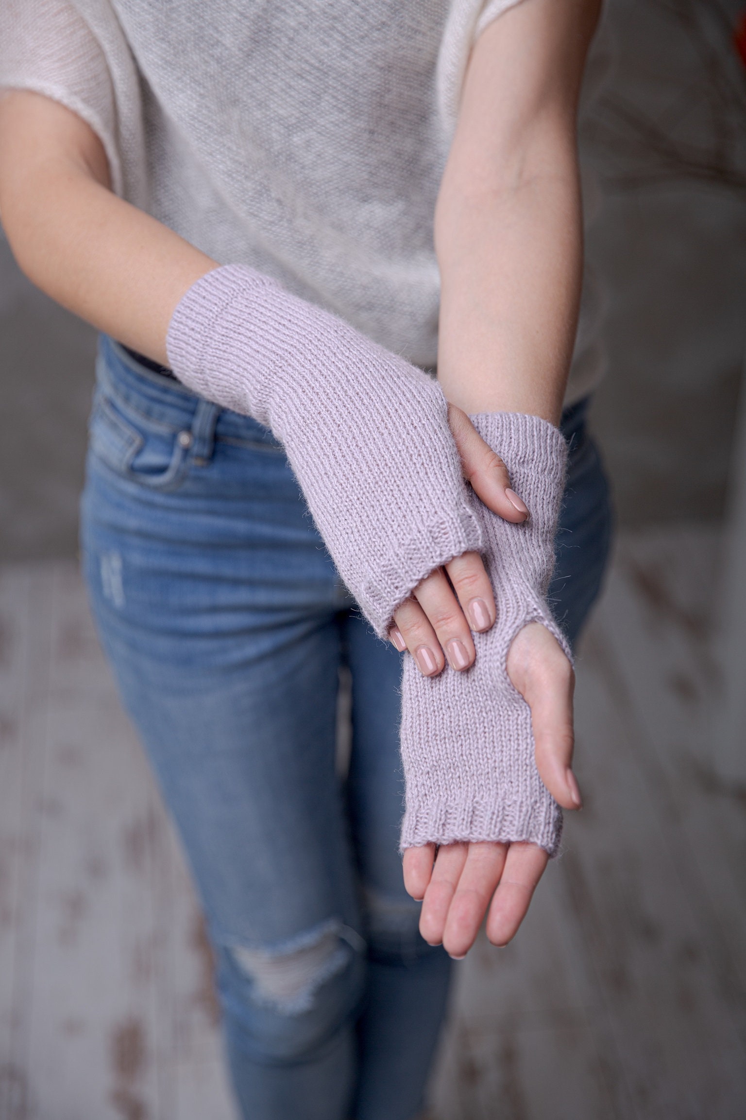 Alpaca Wool Arm Warmers, Knitted Wrist Warmers, Fingerless Gloves, Hand ...