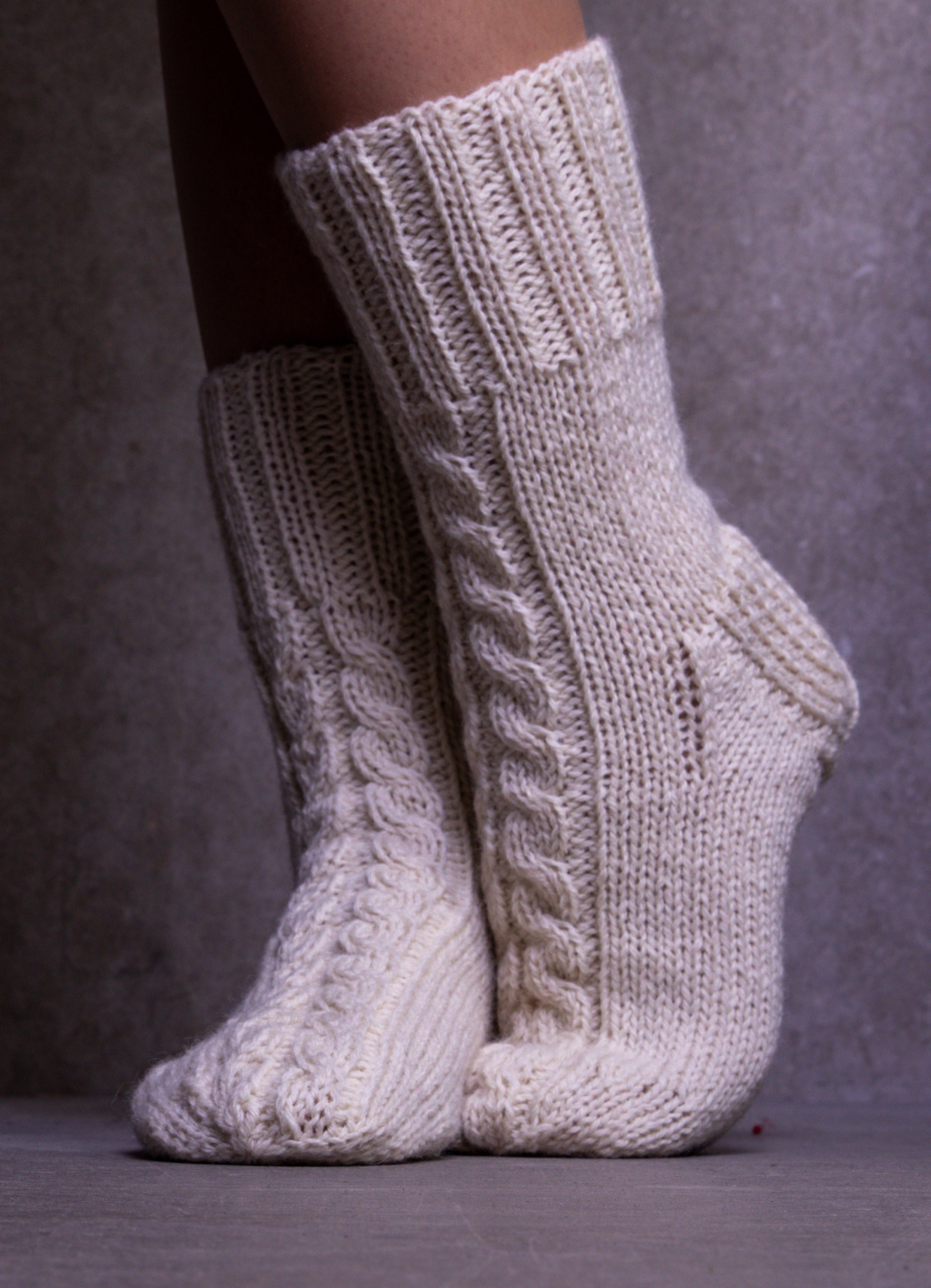 Hand Knit Wool Socks in White Color Knitted Women Wool Socks - Etsy