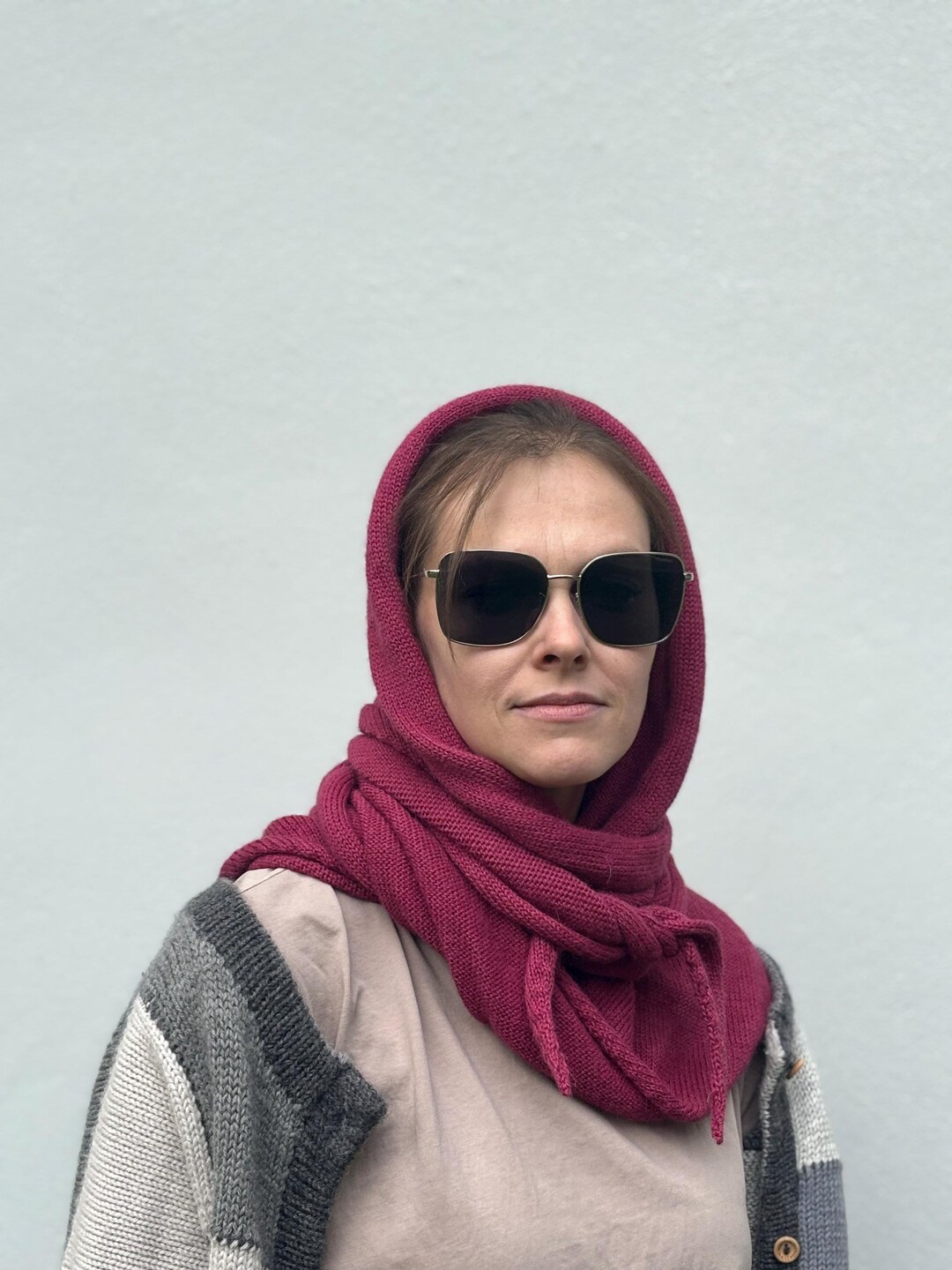 Knitted Alpaca Wool Triangle Scarf: Warm Head Covering - Etsy