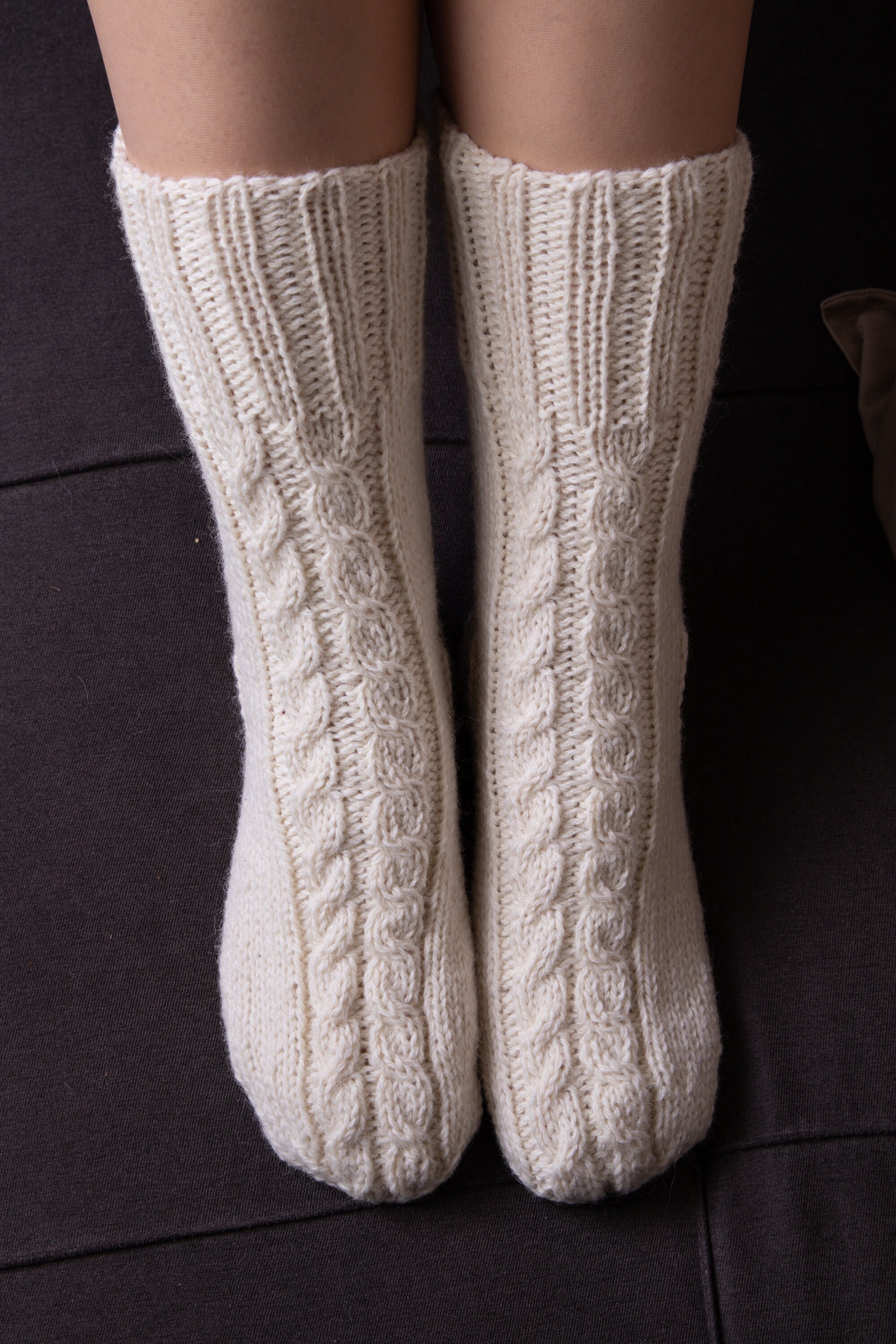 Hand Knit Wool Socks in White Color Knitted Women Wool Socks - Etsy