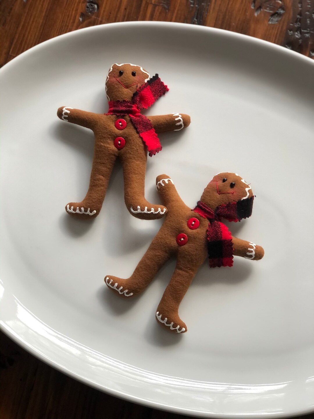 Gingerbread Man Stuffie: Buffalo Plaid Scarf Christmas Ornament - Etsy