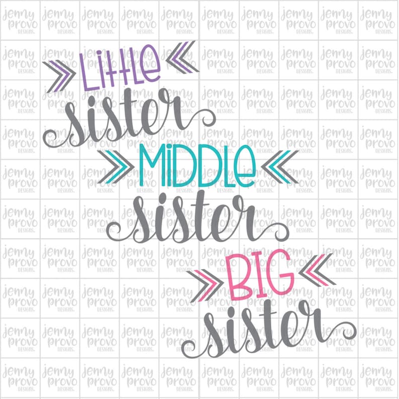 Little Middle Big Sister - Cutting File in SVG, EPS, PNG and Jpeg for ...