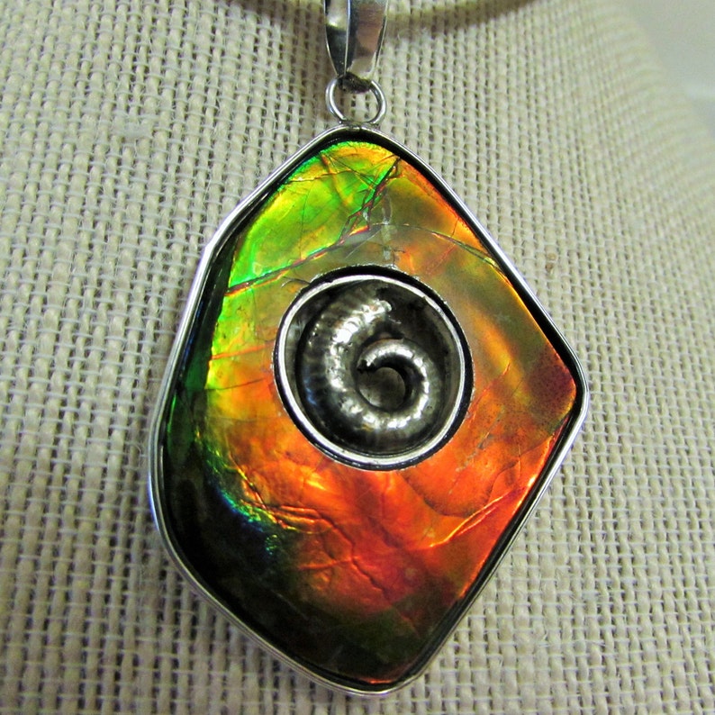 Large Ammolite Pendant With Pyrite Ammonite - Etsy