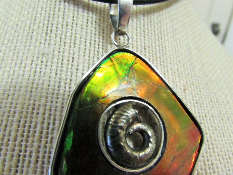 Large Ammolite Pendant With Pyrite Ammonite - Etsy