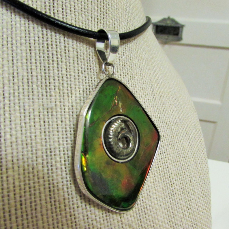 Large Ammolite Pendant With Pyrite Ammonite - Etsy