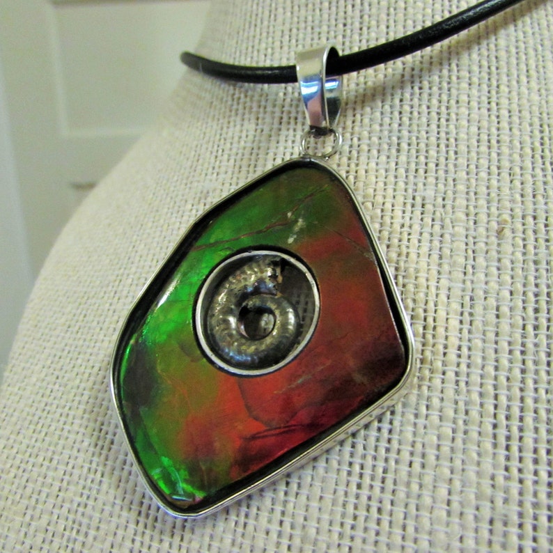 Large Ammolite Pendant With Pyrite Ammonite - Etsy