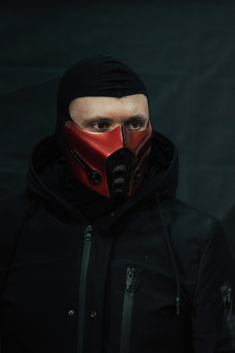 Mortal kombat ninja mask sub zero red | Etsy