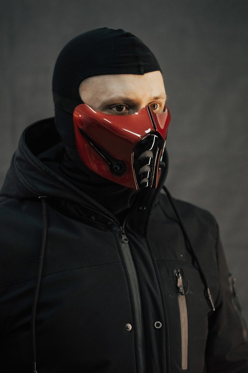Mortal kombat ninja mask sub zero red | Etsy