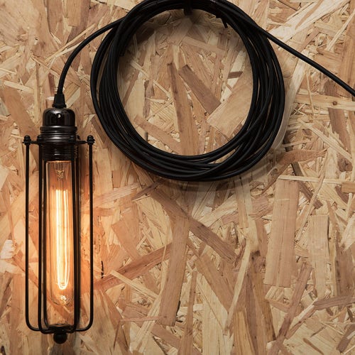 Vintage Industrial Plugged Black Cage Pendant Light Lamp - Etsy UK