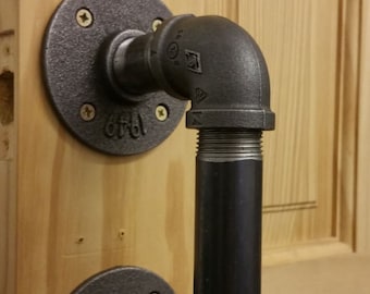 Washington Industrial Dark Steel Pipe Door Pull Handle Bespoke Industrial Domestic and ...