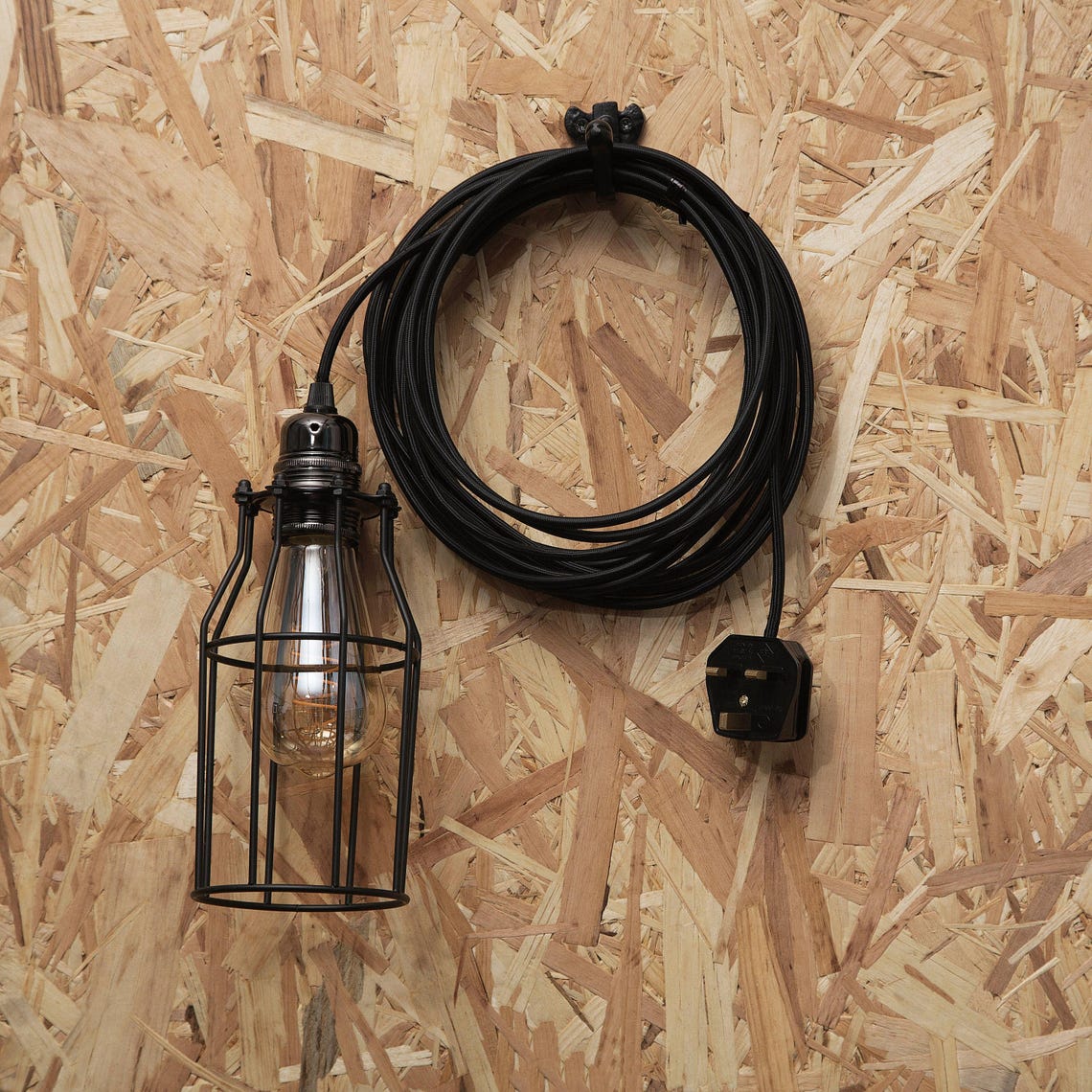 Vintage Plugged Industrial Black Cage Pendant Light Lamp | Etsy UK
