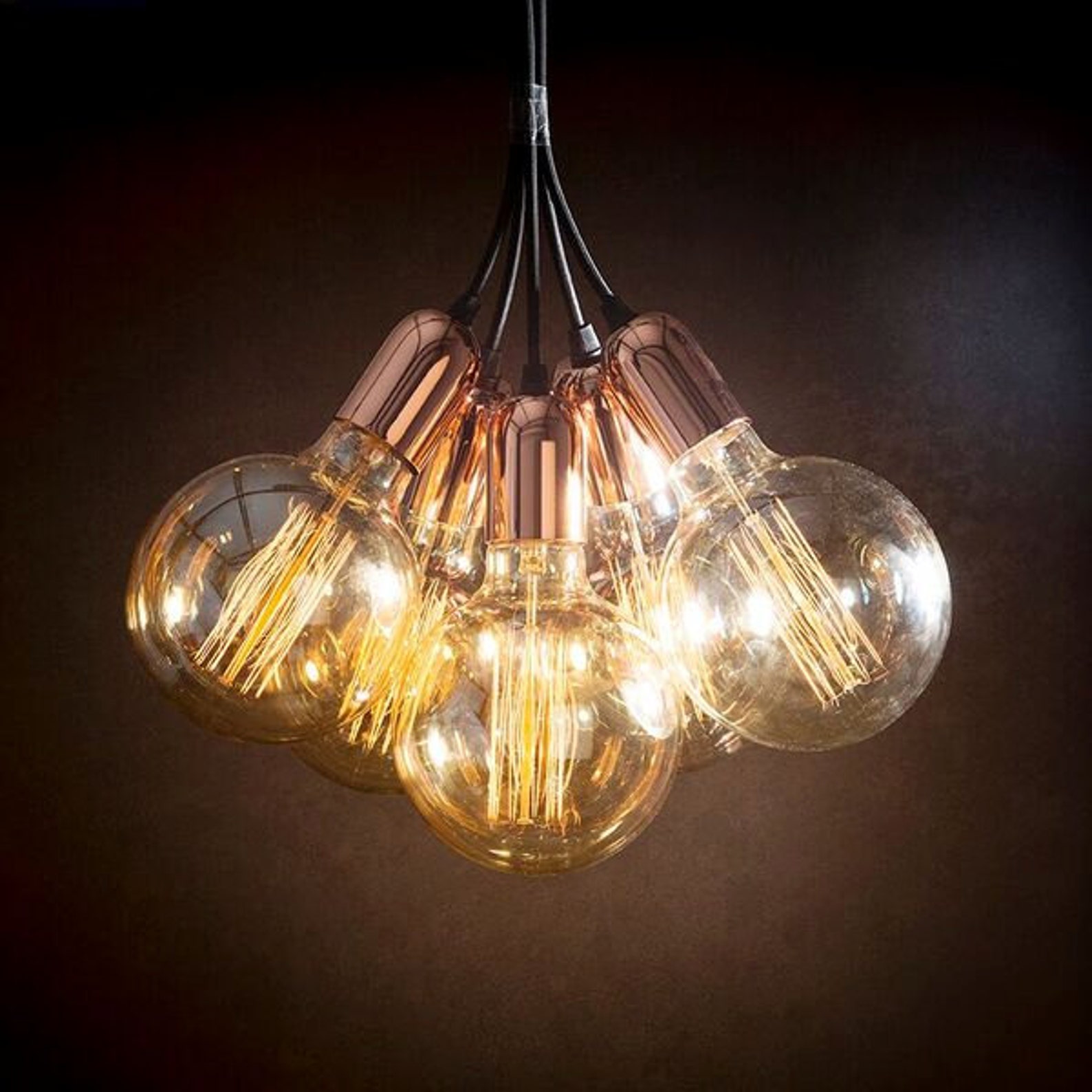 E27 Copper Ceiling Lighting Pendant Light Cluster - Etsy UK