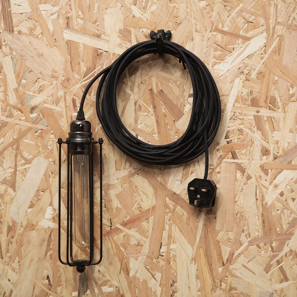 Vintage Industrial Plugged Black Cage Pendant Light Lamp - Etsy UK